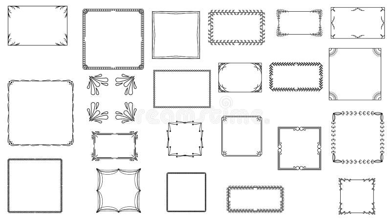Simple Doodle, Sketch Square Vector Frames. Stock Vector - Illustration of retro, blank: 82712134