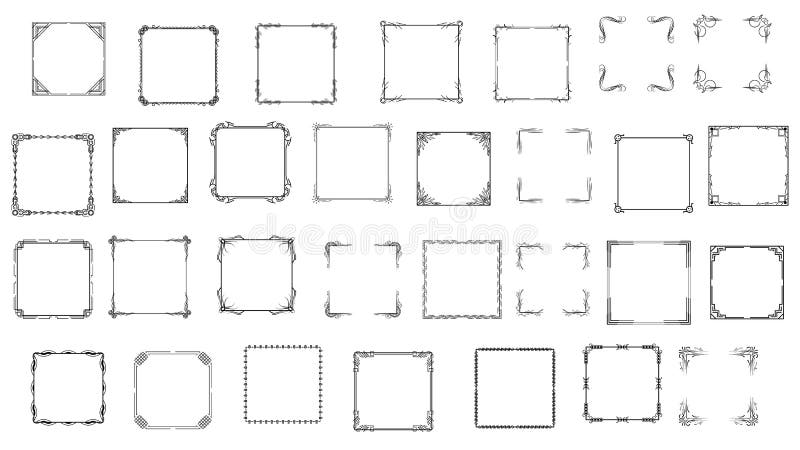 Simple Doodle, Sketch Square Vector Frames. Stock Vector - Illustration of retro, blank: 82712134