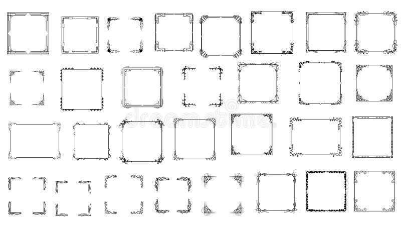 Simple Doodle, Sketch Square Vector Frames. Stock Vector - Illustration of retro, blank: 82712134