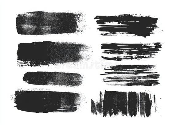 This is a Set of Black Smear Brushes. Stock Photo - Image of watercolor ...