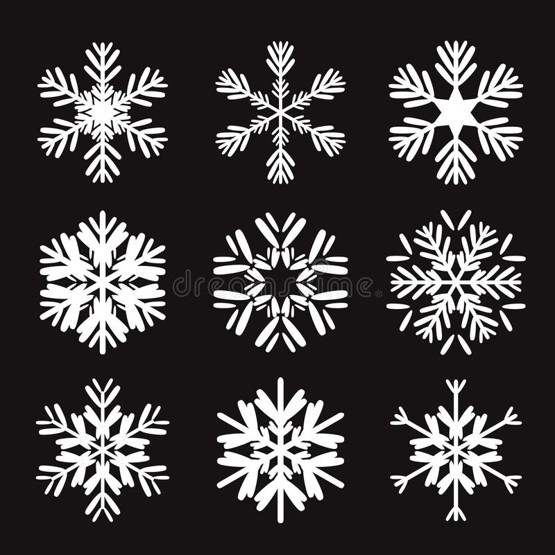 Set of black snowflakes stock illustration. Illustration of season ...