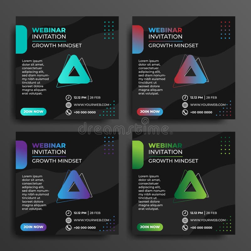 Set of Black Social Media Post Template Design. Stock Vector ...