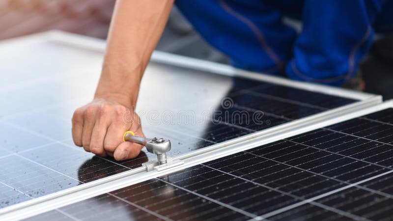 Set of Black Solar Panels Ready for Installation. Wide Angle Industrial ...