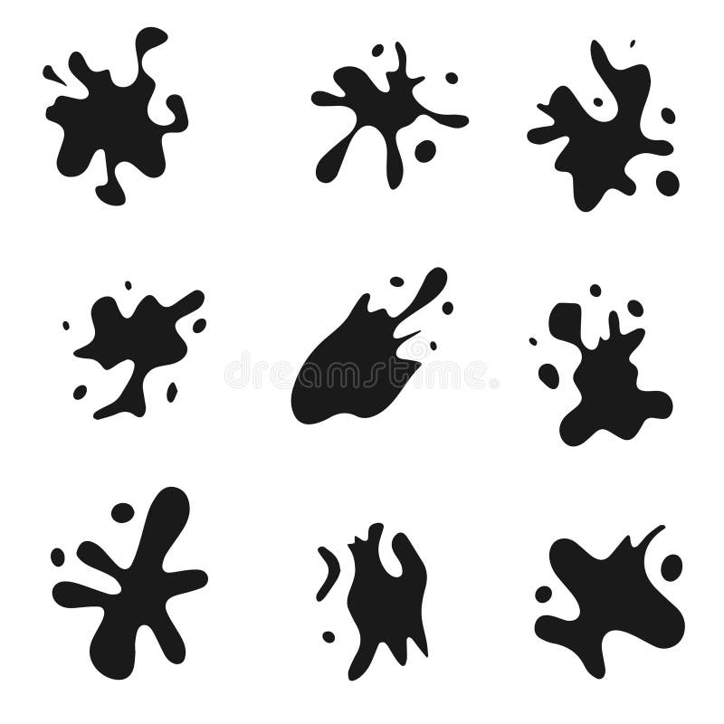 Set of Black Splashes.Ink Stains, Black Paint, Design Elements Set ...