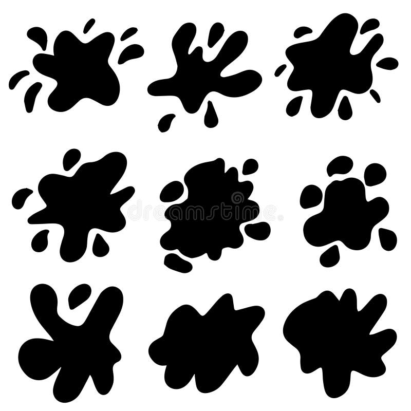 Set of Black Splashes.Ink Stains, Black Paint, Design Elements Set ...