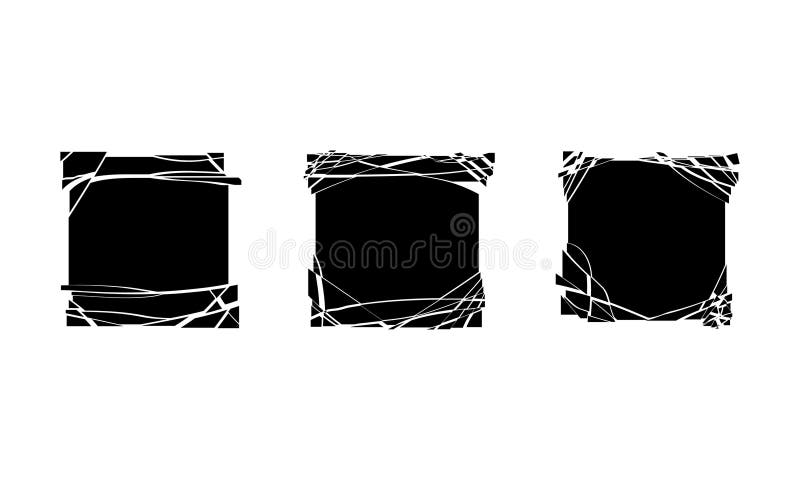 Set Black Square Explode Shapes. Cube Broken, Vector Geometric ...
