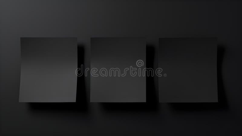 Set of Black Square Paper Notes on a Black Background. Brainstorming ...