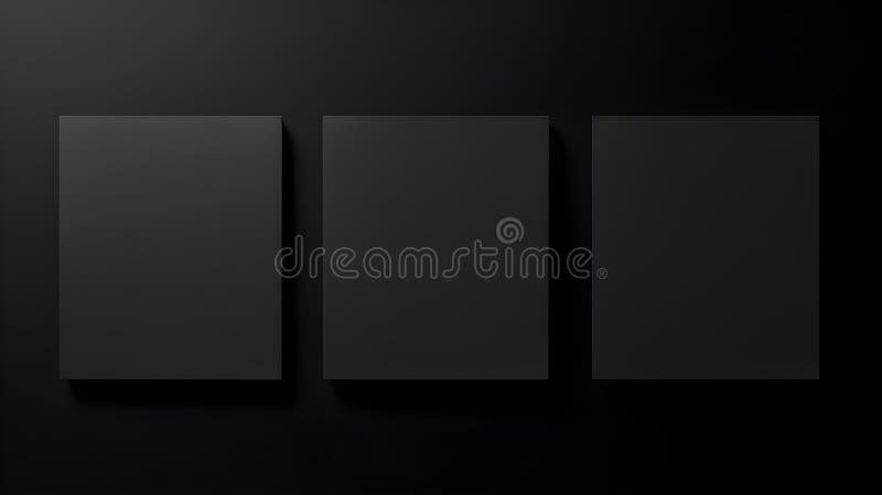 Set of Black Square Paper Notes on a Black Background. Brainstorming ...