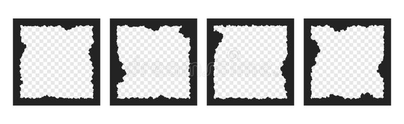 Set of Black Square Shape Frames with Jagged Edges and Empty ...