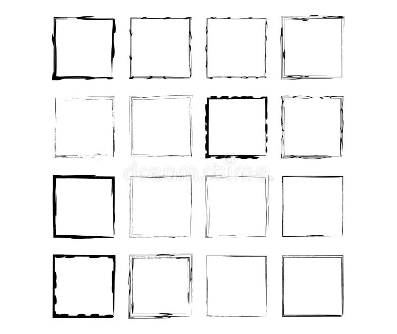 Set of Black Square Vector Grunge Frames Stock Vector - Illustration of black, rough: 181278469