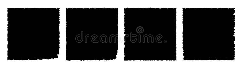 Set of Black Squares with Rough Edges. Silhouette of Black Cutting ...