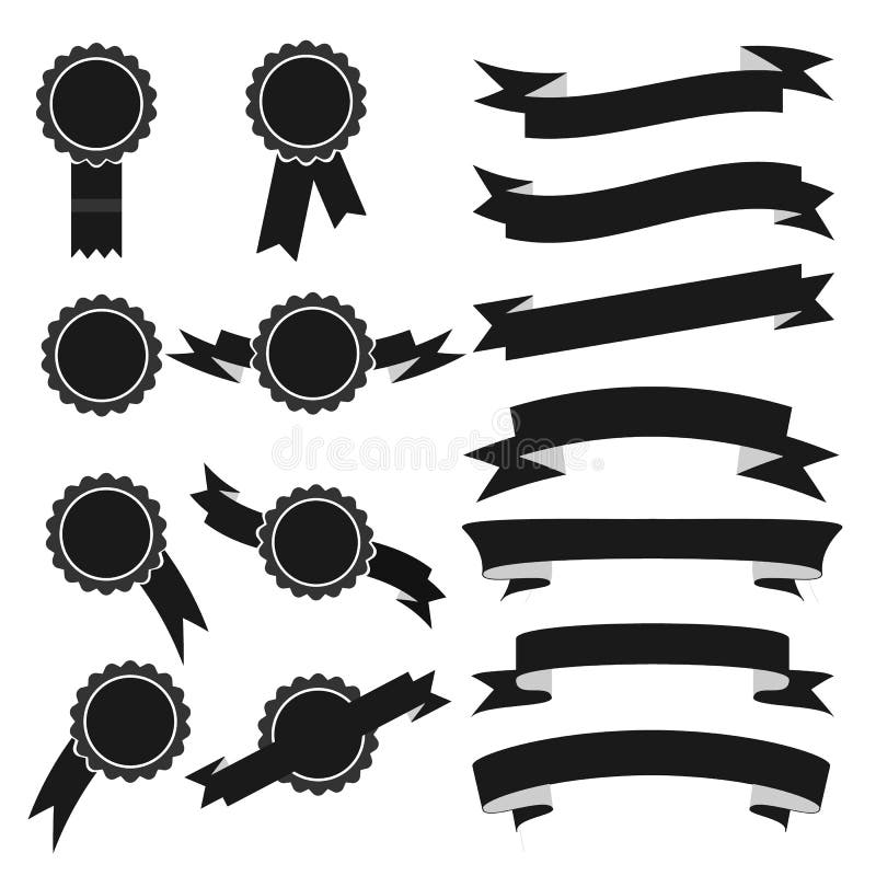 Set of Black Stamps and Ribbons. Vector Illustration Stock Vector ...