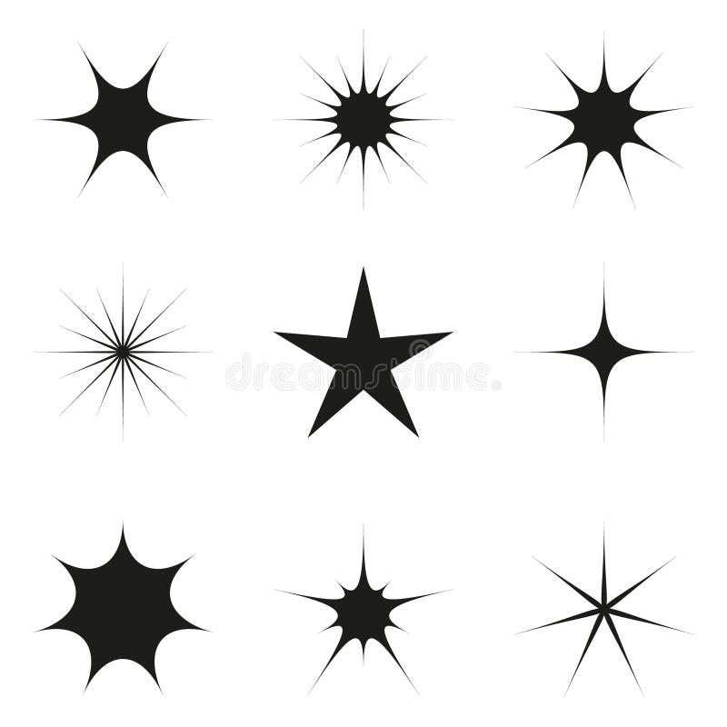 Set of Black Stars. Vector Star Icons Stock Vector - Illustration of ...