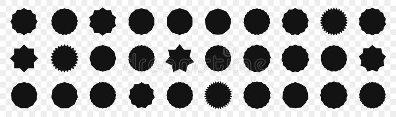 Set of Black Sticker Shapes Template. Label Banner Decoration Elements ...