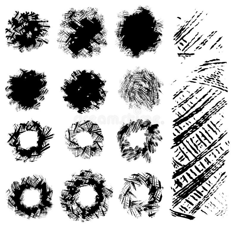 Set of Black Traced Ink Thread Imprints. Stock Vector - Illustration of ...