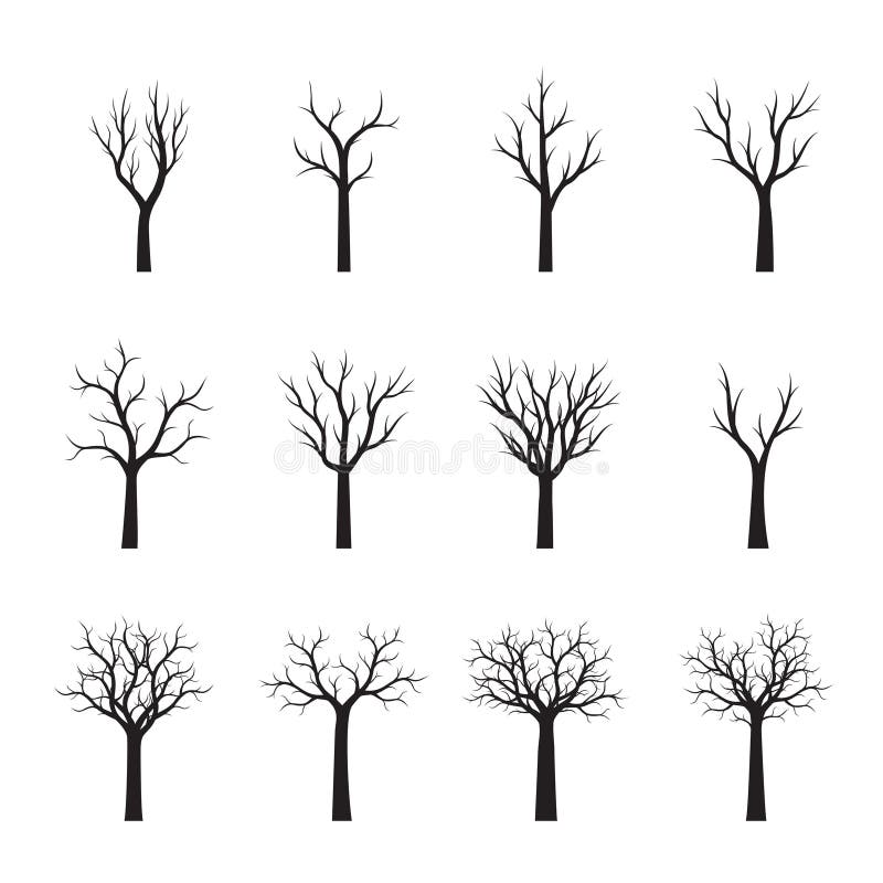 Set Black Trees without Leaves. Vector Illustration. Stock Illustration ...