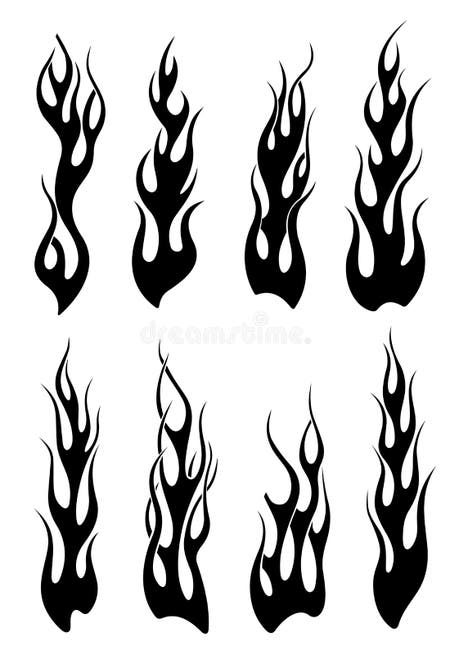 Set of black tribal flames stock vector. Illustration of ornamental ...