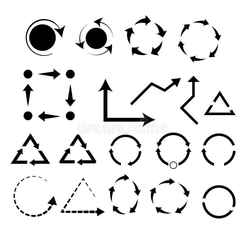 Set Of Black Universal Arrows Stock Illustration - Illustration of ...