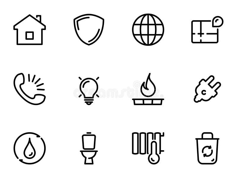 Set of Black Vector Icon, Isolated on White Background, on Theme ...