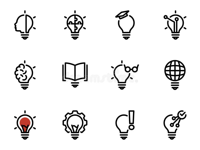 Set of Creative Light Source Icons Stock Vector - Illustration of ...