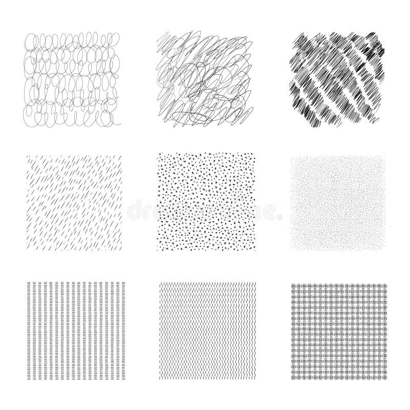 Set of Black Vector Illustrations of Abstract Hand Drawn Square ...