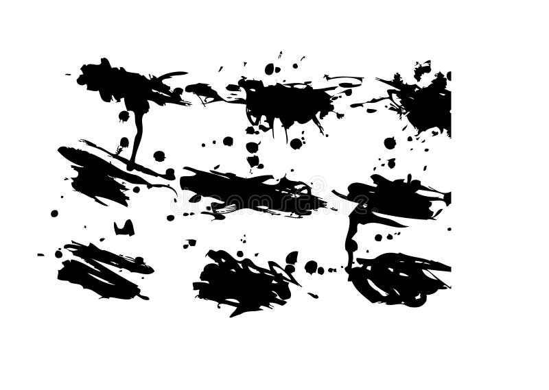 Set of Black Vector Ink Abstract Spray Stock Vector - Illustration of ...