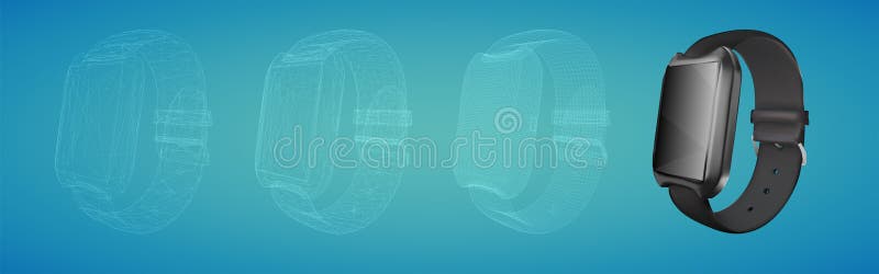 Set of Black Vector Smart Watches on a Blue Background Stock Vector ...