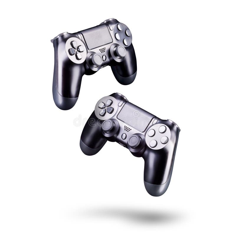 Set Of Black Video Game Joysticks Gamepad Isolated On A White ... Set Of Black Video Game Joysticks Gamepad Isolated On A White ...