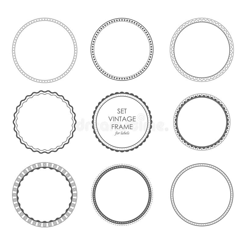 Set of Black Vintage Circular Frames with Ornament. Stock Vector ...