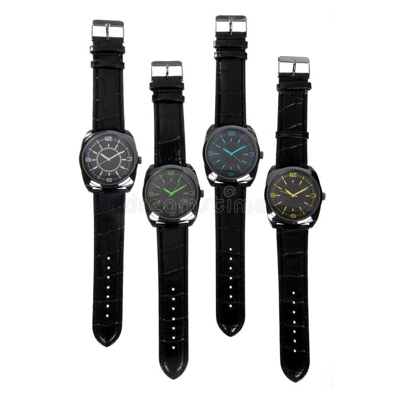Set of black watches stock image. Image of isolated, chrome - 24475567