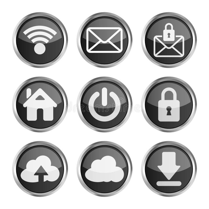 Set of black web icons stock vector. Illustration of hotspot - 31889596