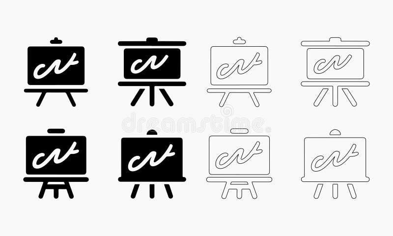 Set of Black and White Art Smartboard Icons Stock Vector - Illustration ...