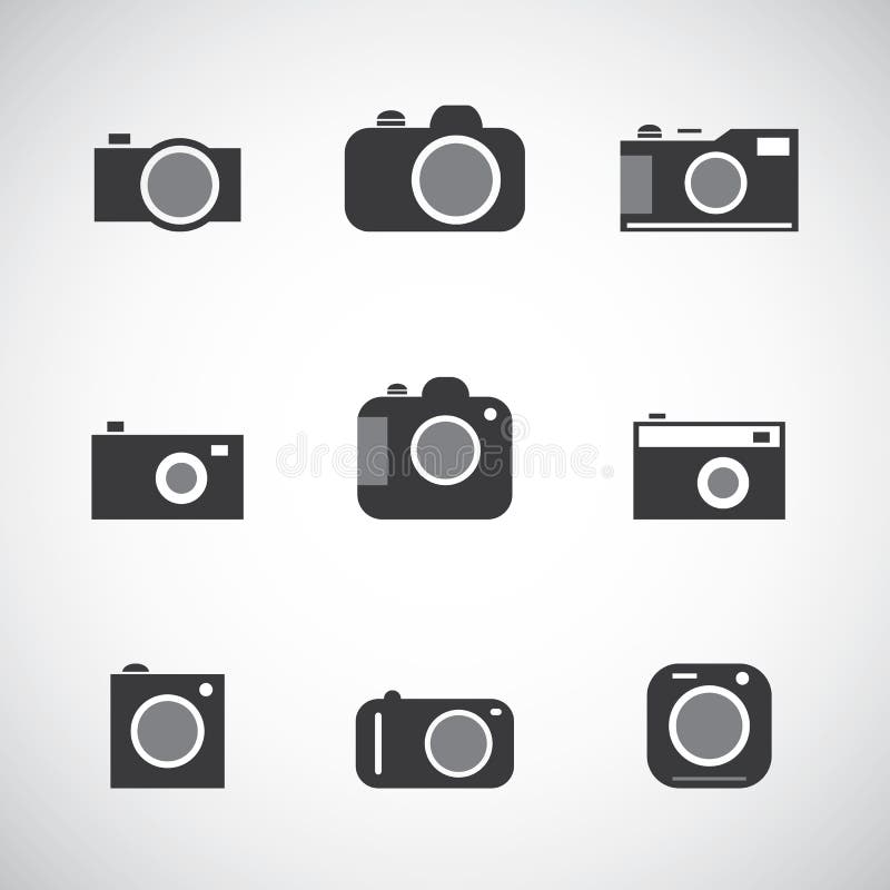 Photo Camera and Accessories Icons Set Stock Vector - Illustration of ...