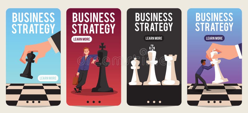 Set Black and White Chess Pieces with Business People. Business ...