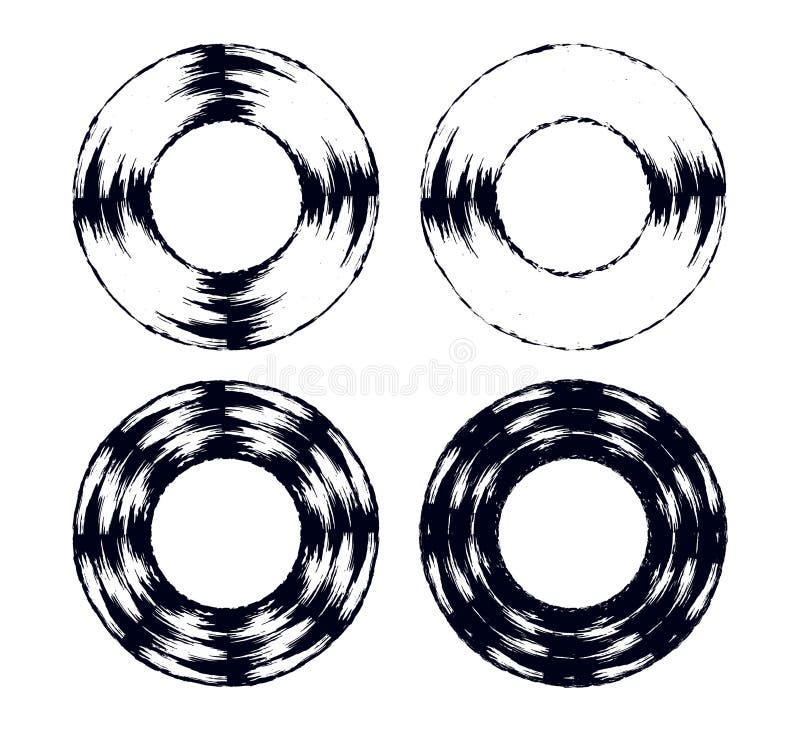 A Set of Black and White Circles Brush Stroke Bundle, Circle Brush ...