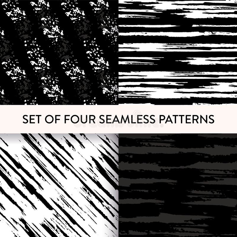 Set of Black and White Dark Urban Rough Pattern. Stock Vector ...