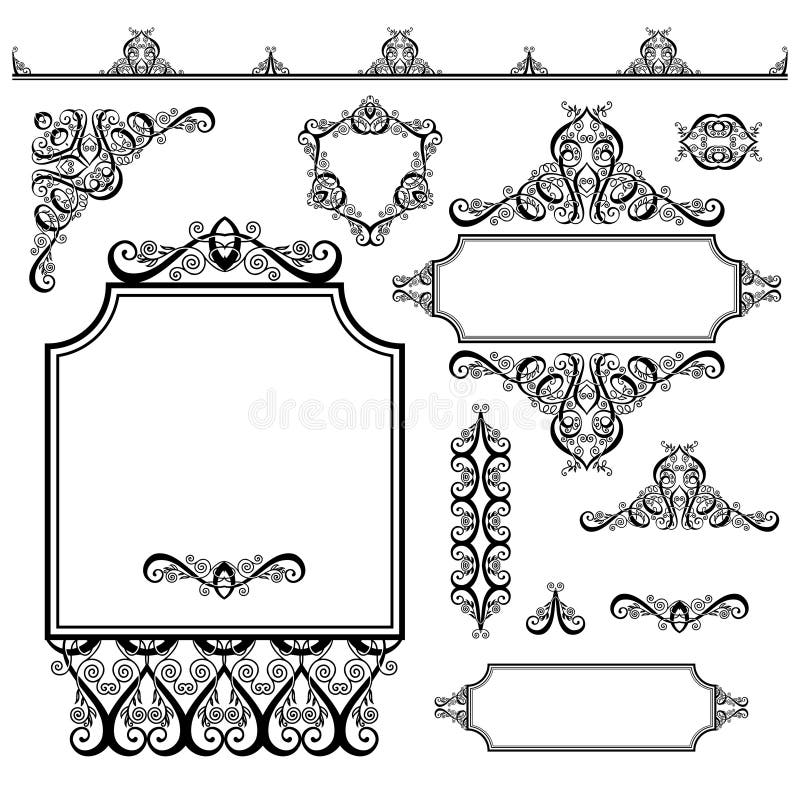 Set of Black White Design Elements and Page Decoration Stock Vector ...
