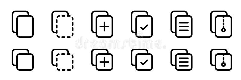 Set of Black and White Document Icons Stock Vector - Illustration of ...