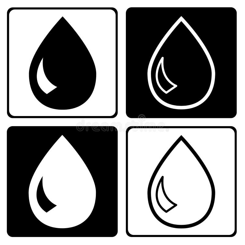 Set of Black and White Drop Icon. Vector Illustration Stock ...