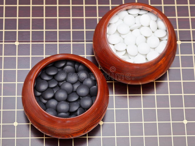 Set of Black and White Go Game Stones Stock Photo - Image of game ...