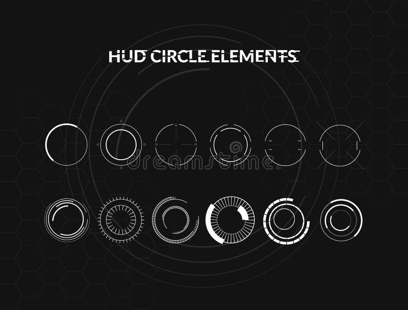 Set of Black and White HUD UI Elements for Business App. Head-up ...