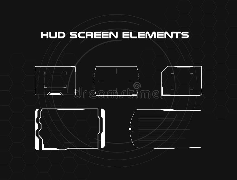 Set of Black and White HUD UI Elements for Business App. Head-up ...
