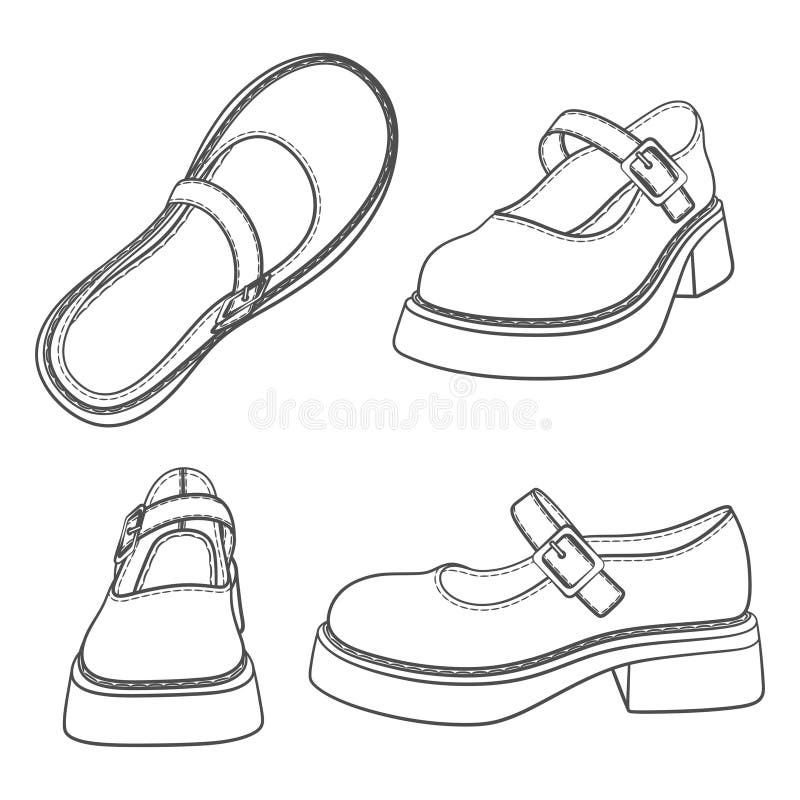 Black Mary Jane Shoe Stock Illustrations – 6 Black Mary Jane Shoe Stock ...
