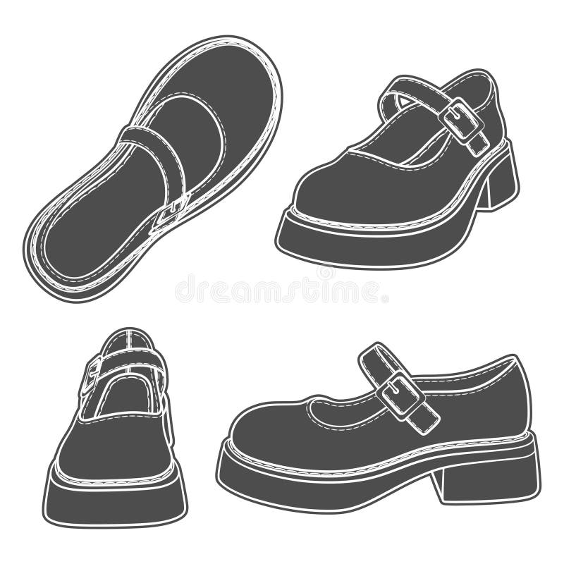 Black Mary Jane Shoe Stock Illustrations – 6 Black Mary Jane Shoe Stock ...