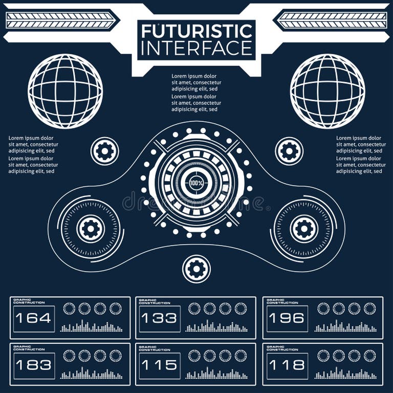 Set of Black and White Infographic Elements. Head-up Display Elements for the Web and App ...
