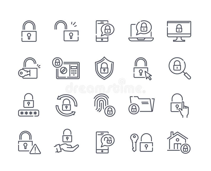 White Lock Icon with Key Space, Graphic Stock Illustration ...