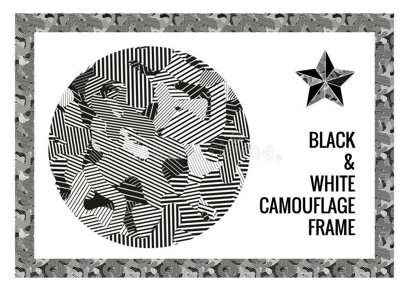 A Set of Black and White Military-style Camouflage Elements. Frame ...