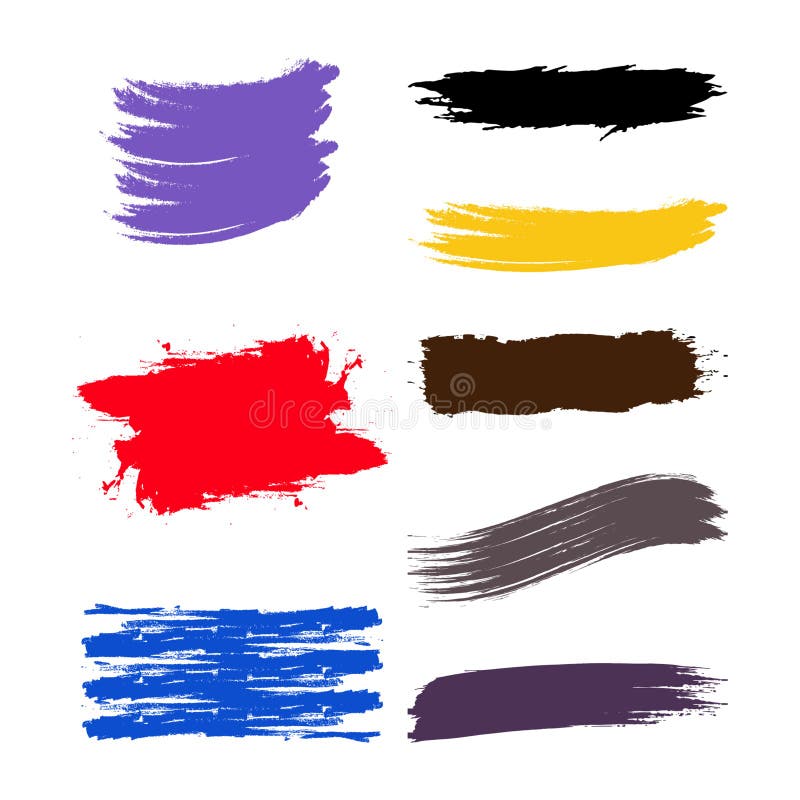 Set of Black and White Paint Brushes. Set of Black Brash Frames. Stock ...