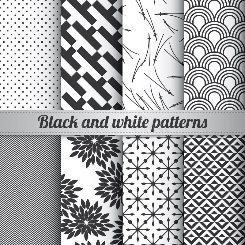 Set of 8 Black and White Patterns Vector Stock Vector - Illustration of ...