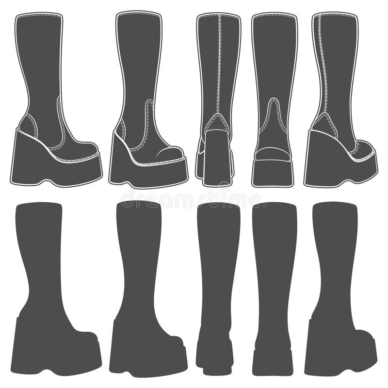 Platform Boot Black White Stock Illustrations – 463 Platform Boot Black ...